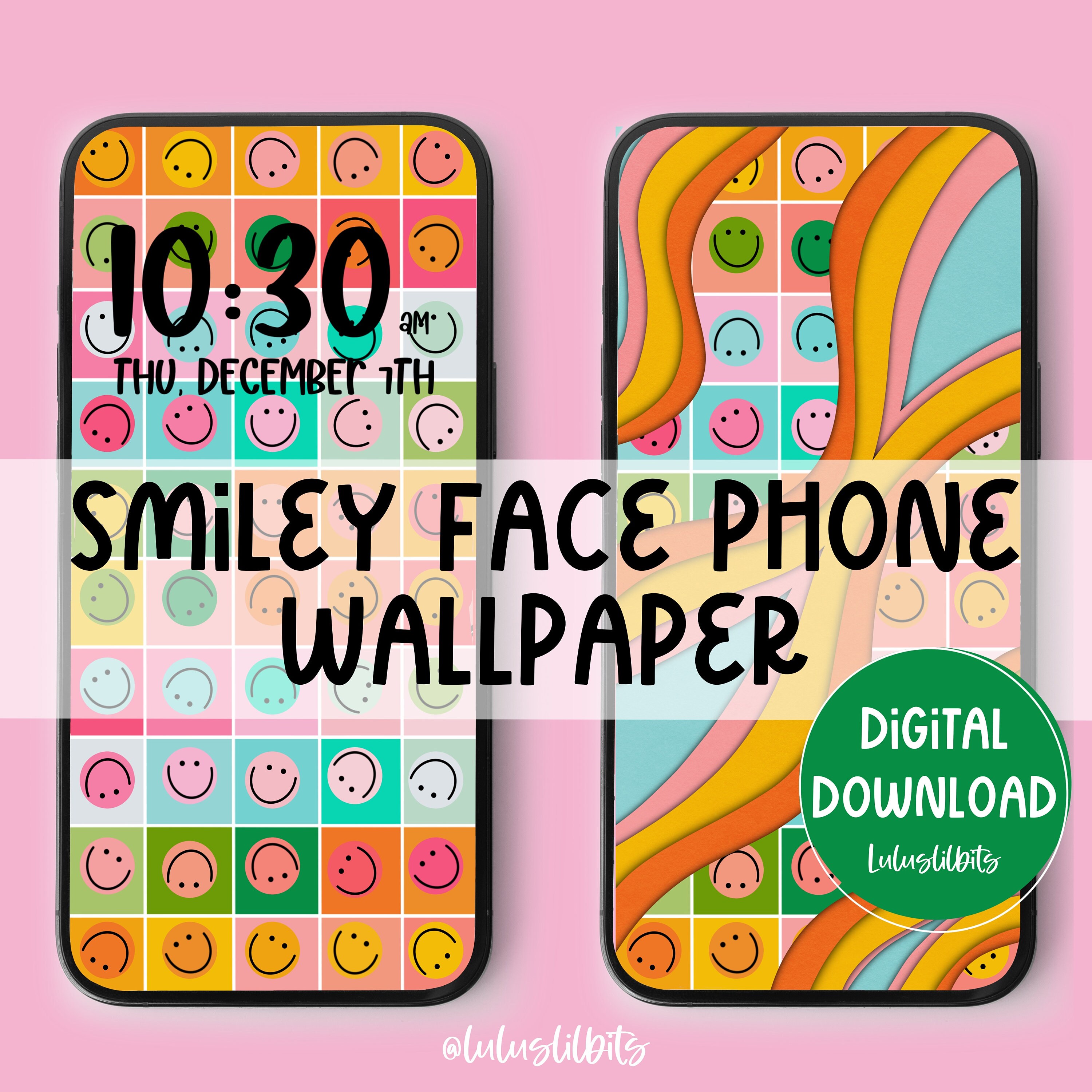 Smiley Face Digital Phone Wallpaper | Retro Phone Wallpaper | iPhone ...