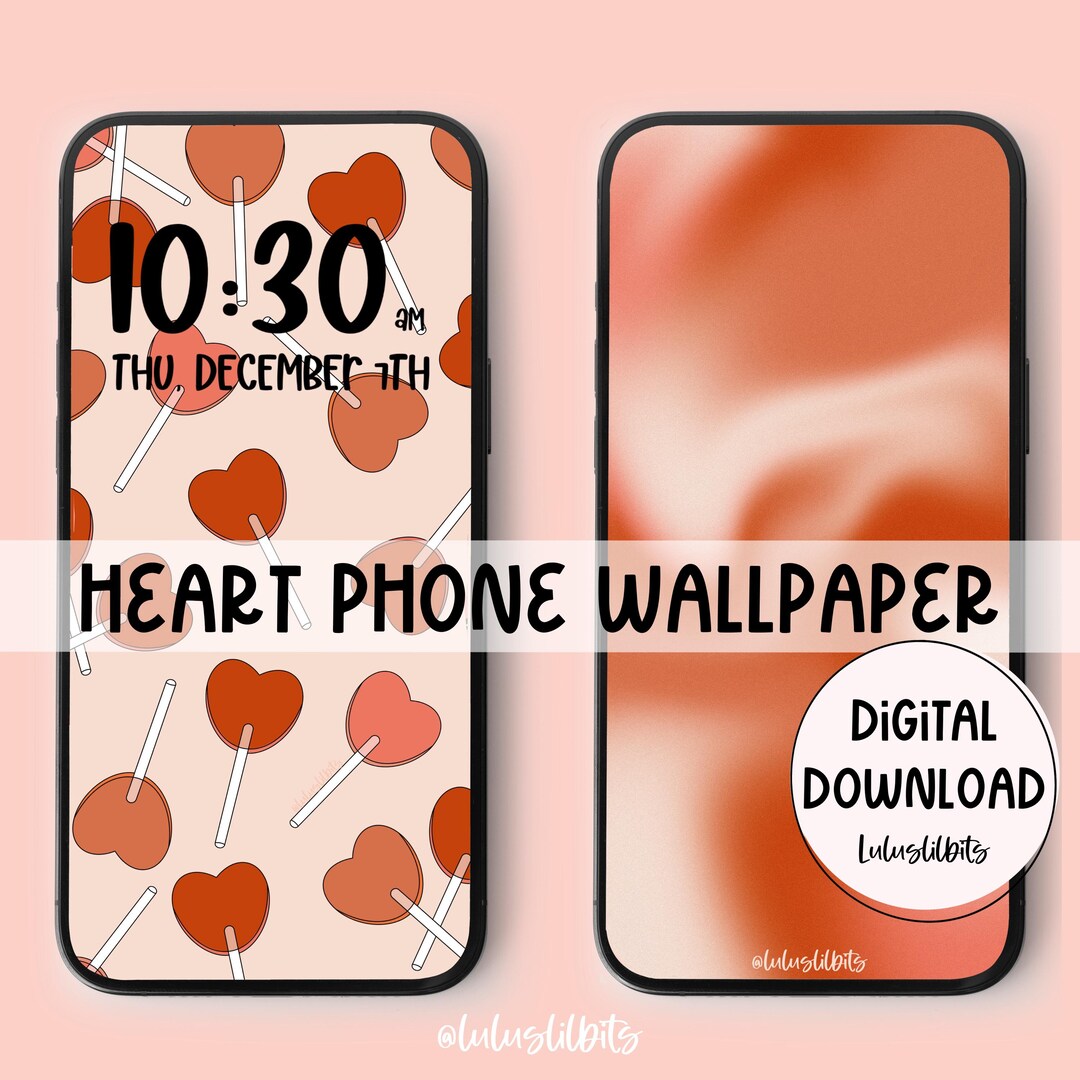 Heart Candy Phone Wallpaper | Valentines Lock Screen (digital Download ...