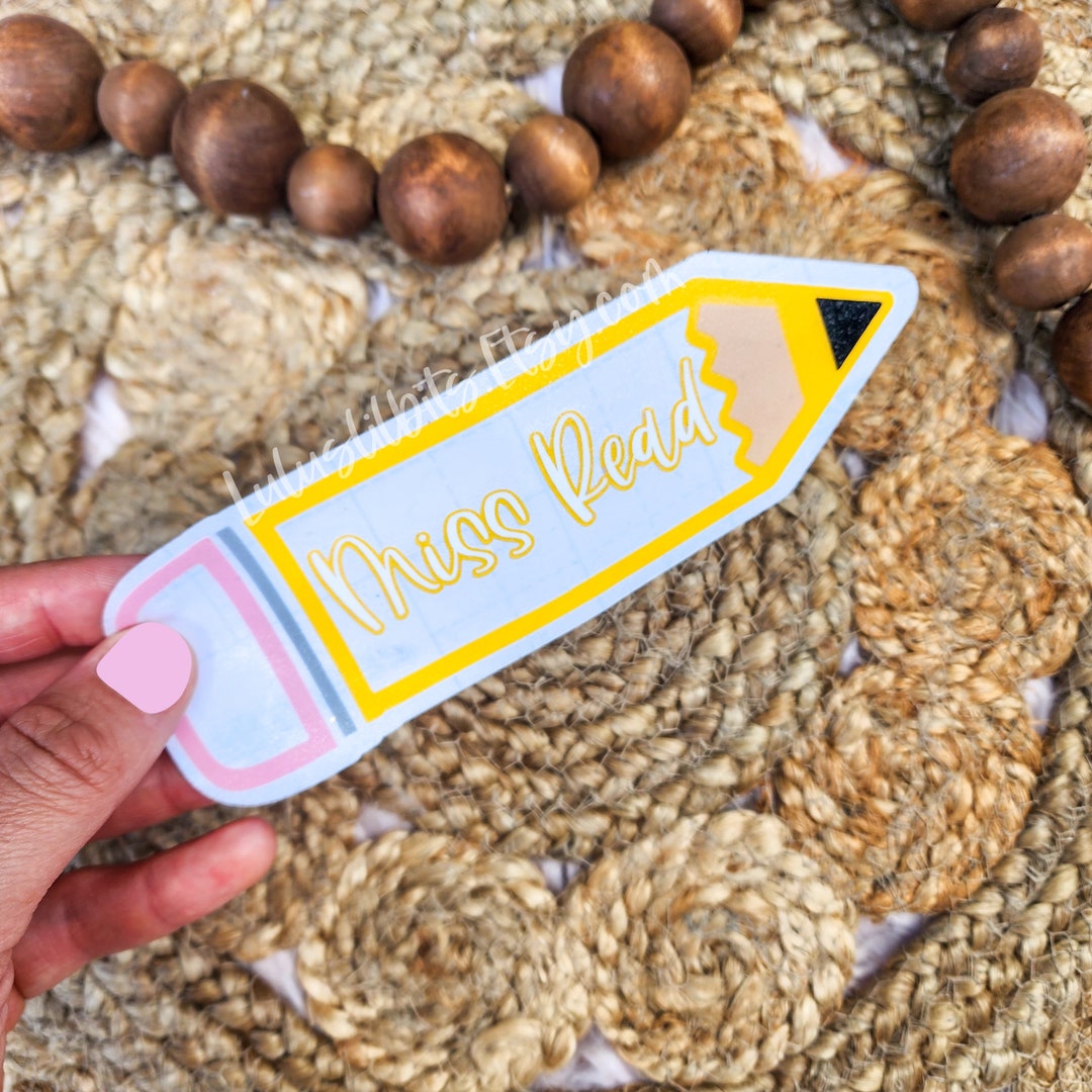 Teacher Pencil Name Vinyl Decal | Personalized Sticker for Water ...