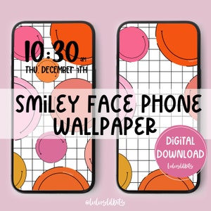 Smiley Face Digital Phone Wallpaper | Digital Download | Modern Phone ...