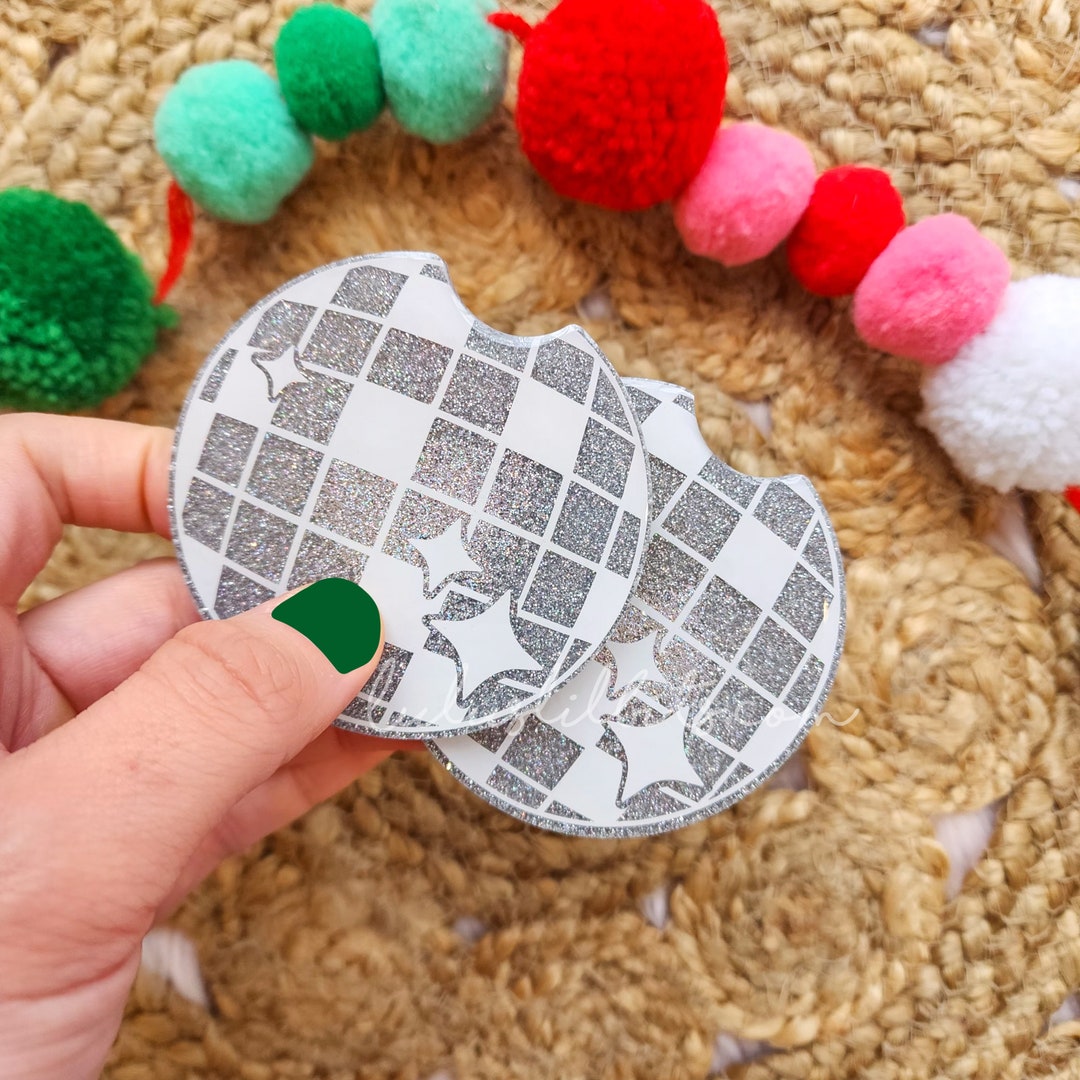 Silver Glitter Disco Ball Coaster Set | Ready to Ship | Set of 2 ...