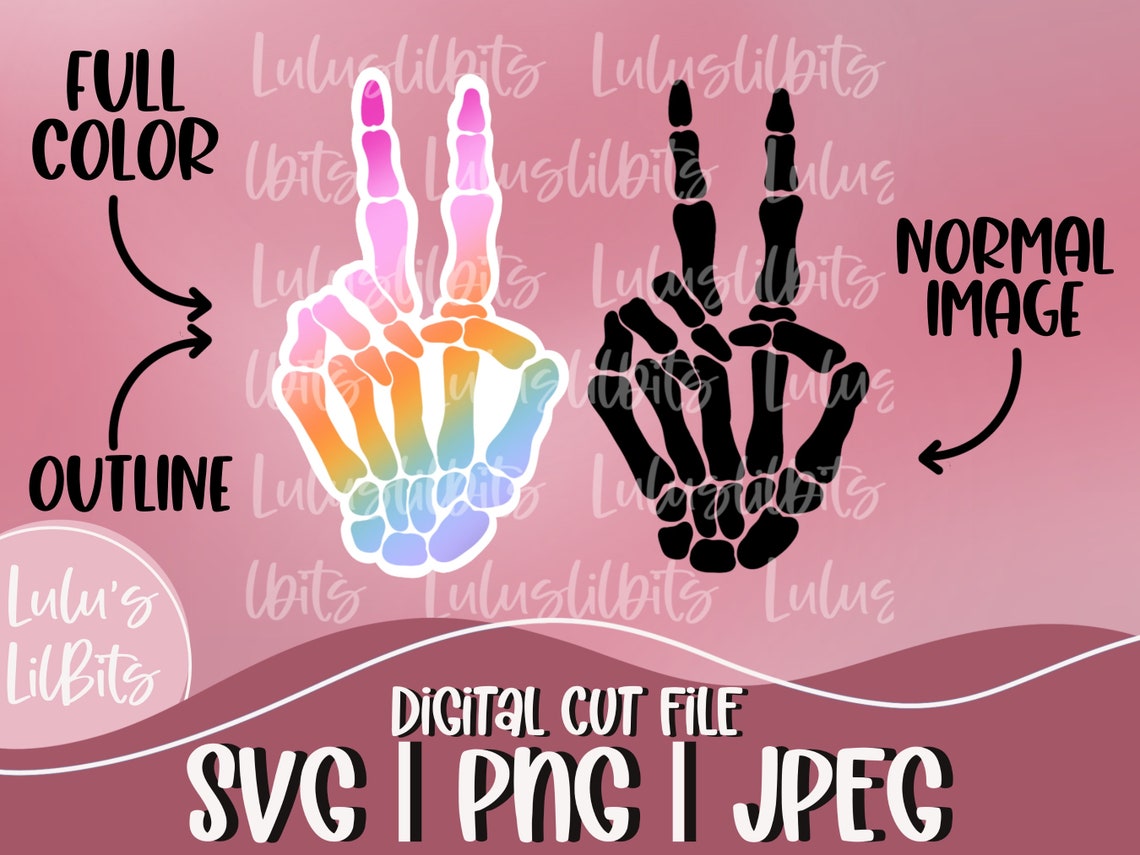Skeleton Peace Sign SVG Cute Skeleton Hand File Cut File - Etsy