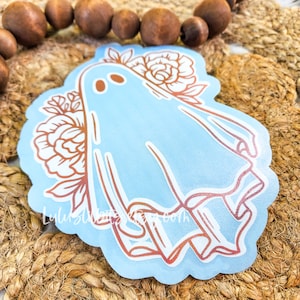 Floral Ghost Sticker | Halloween Decal | Ghost Decal | Spooky Sticker ...