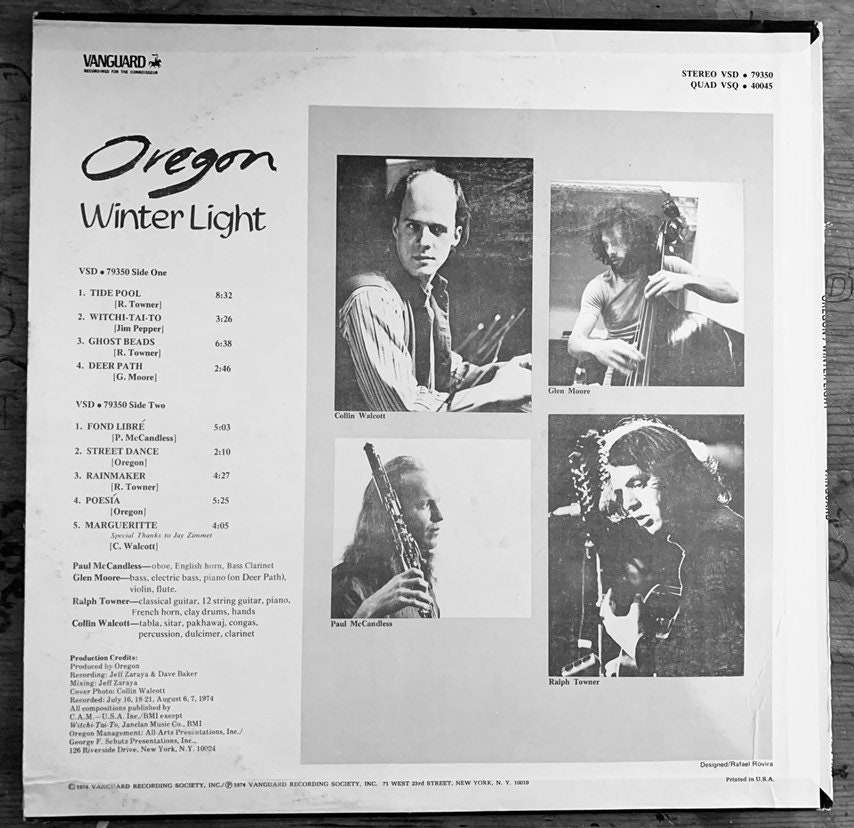 Oregon "winter Light" Vinyl Long Play Album. Ralph Towner and Collin ...