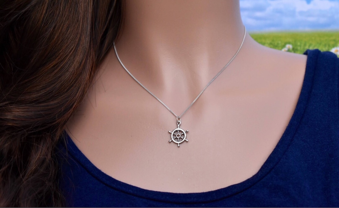 Sterling Silver Sailor Necklace, Nautical Necklace, Helm Necklace ...