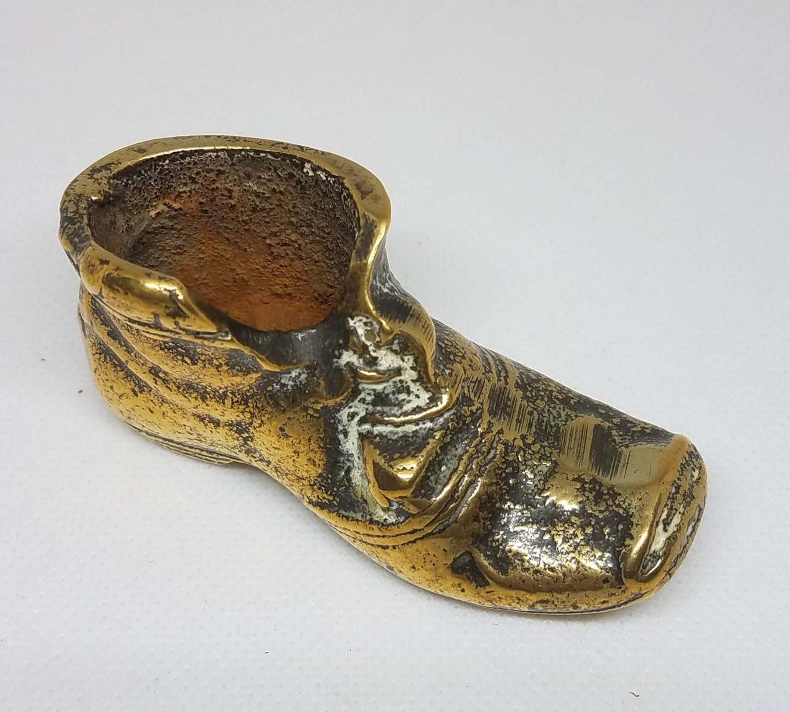 Vintage Solid Brass Boot Shoe Matches Holder Paperweight Collectible ...