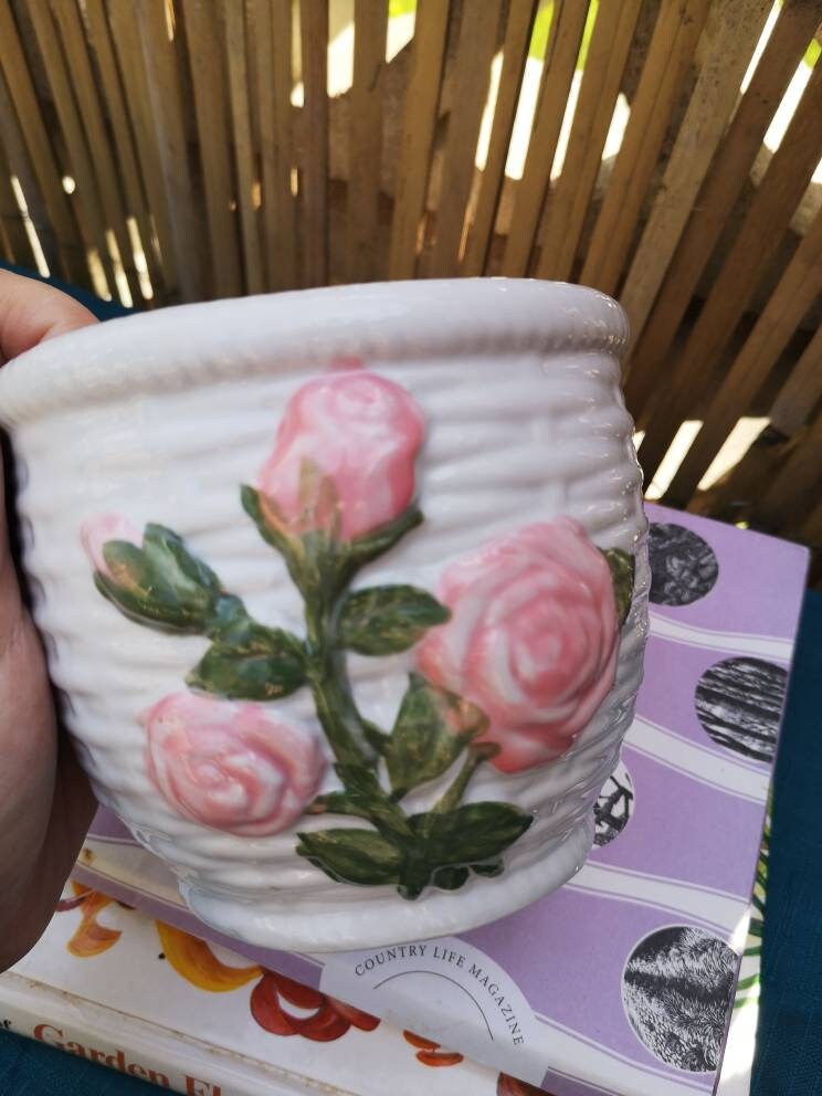 Vintage Porcelain Rose Floral Flower Pot Planter Container - Etsy