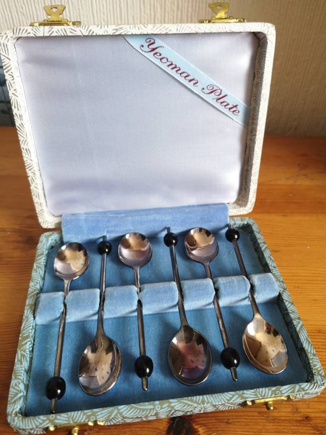 Vintage Yeoman Plate EPNS Silver Plated Black Bean Spoons in a Box Set ...