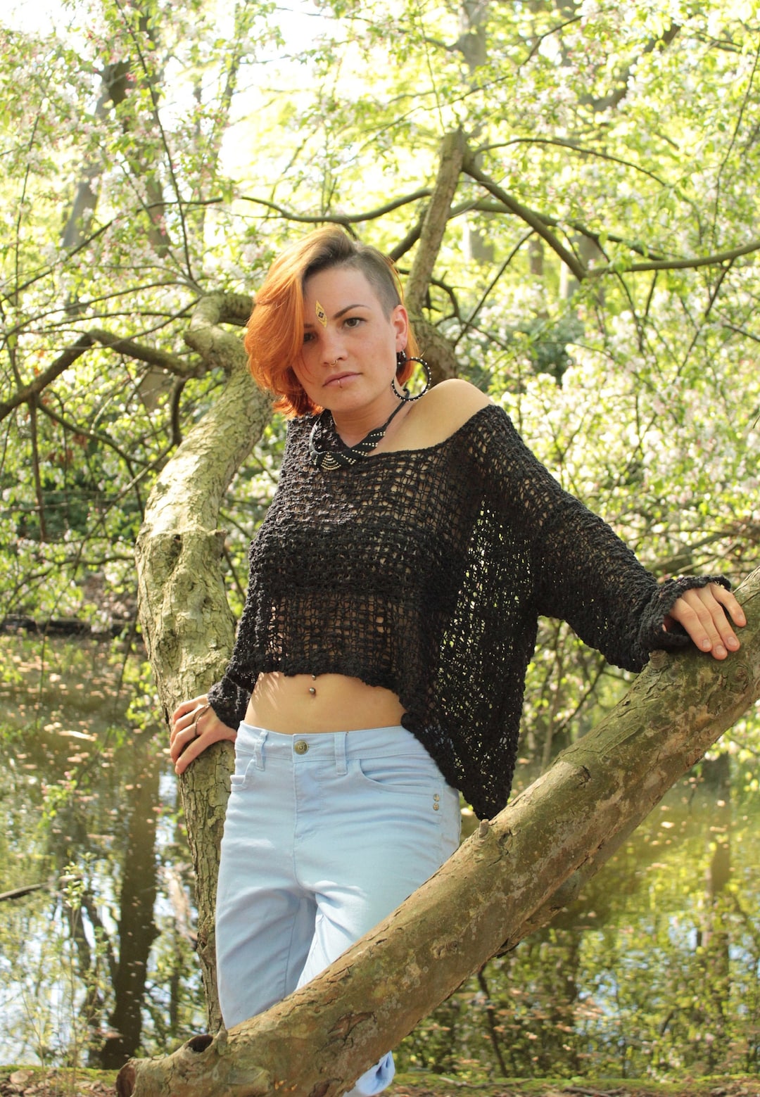 Knit Sweater Black, Crochet Sweater, Boho Sweater, Hippie Sweater ...