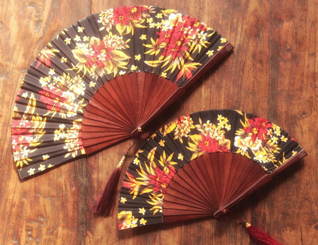 Ibiza Style Party Foldable Floral Hand Fan Handmade in Bali With a ...