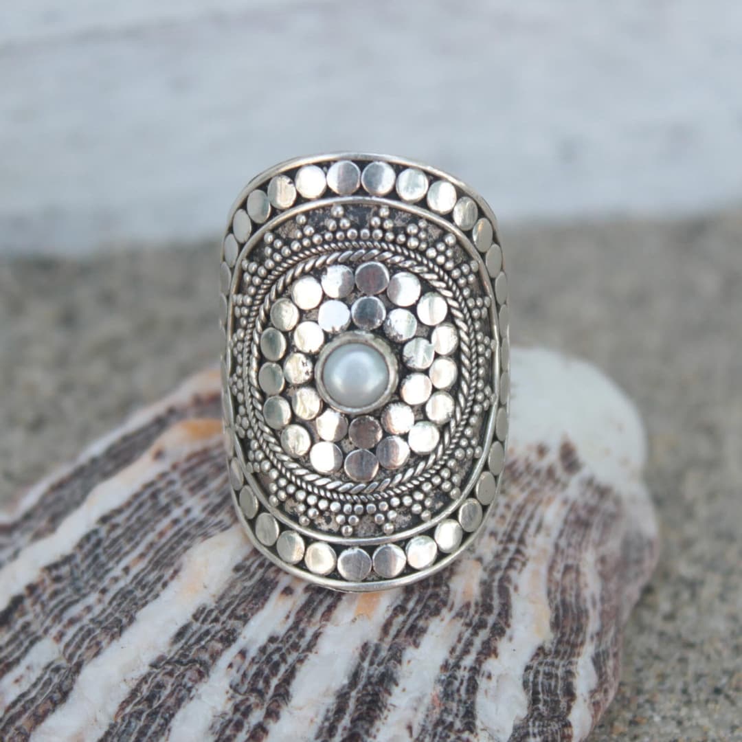Mandala Ring 925 Sterling Silver, Handmade in Bali, Elaborately Crafted ...