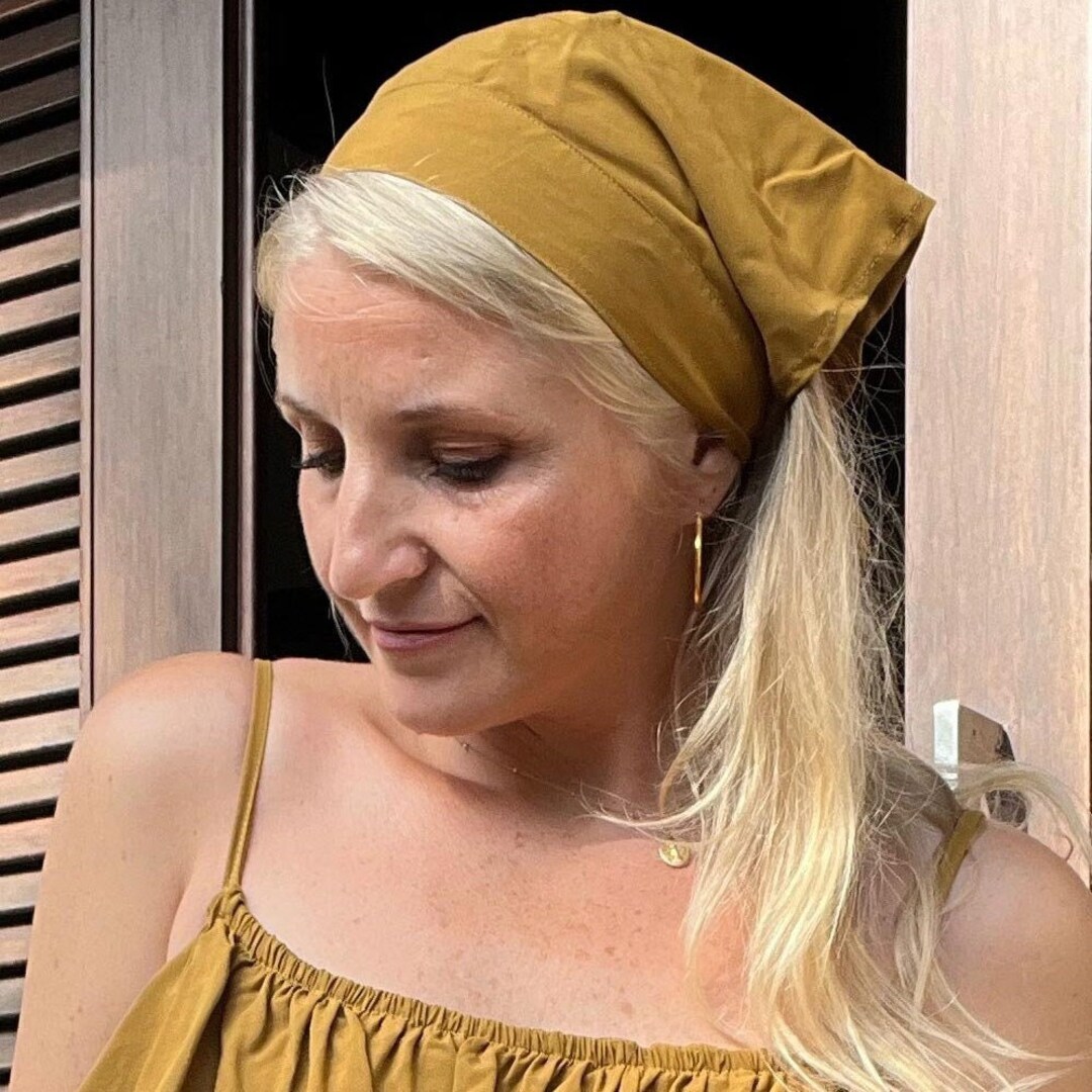 Boho Headscarf Golden Brown Hair Kerchief Bandana Triangle Head Scarf ...
