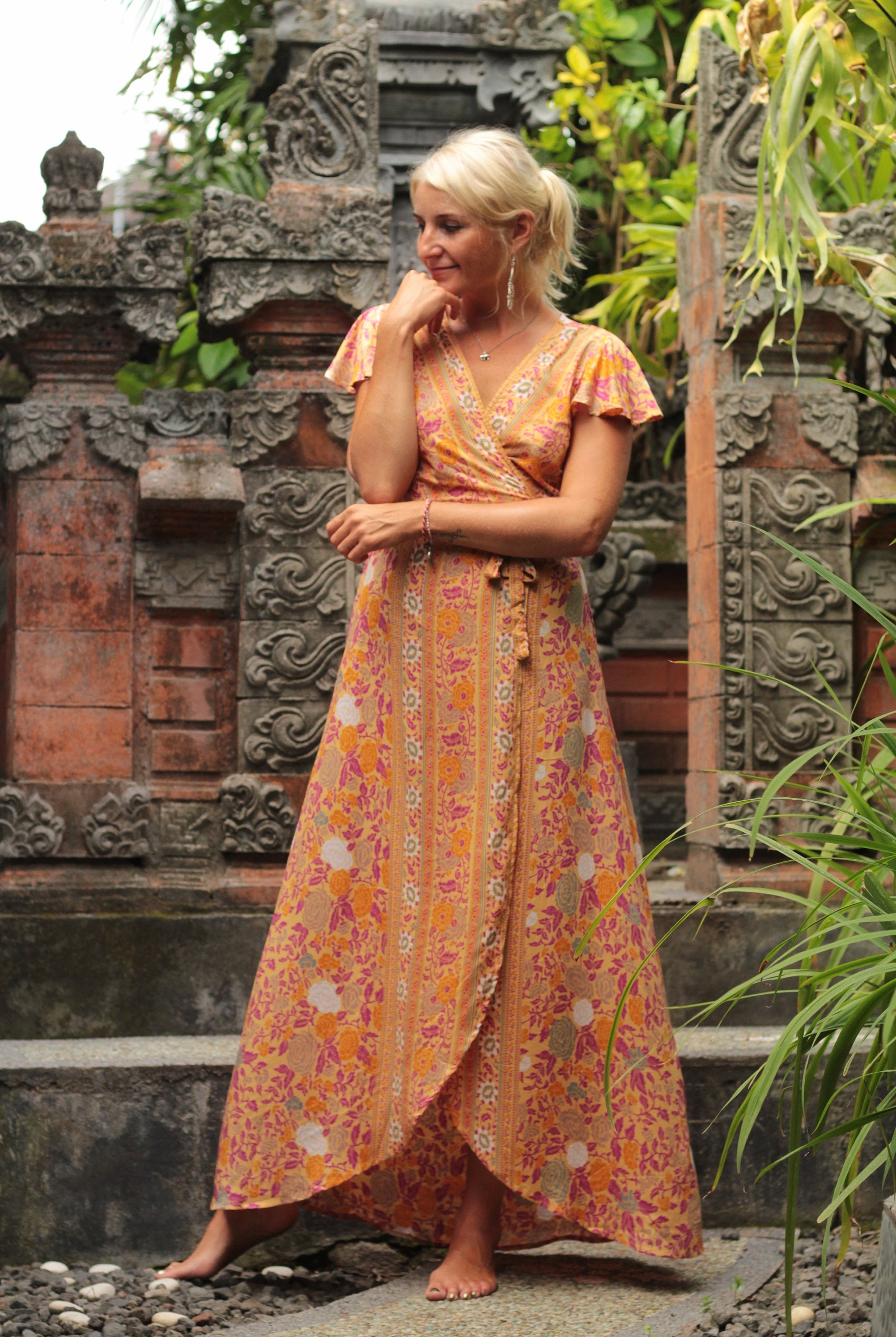 Summer Wrap Dress long. Boho Maxi Dress Flowers Print | Etsy