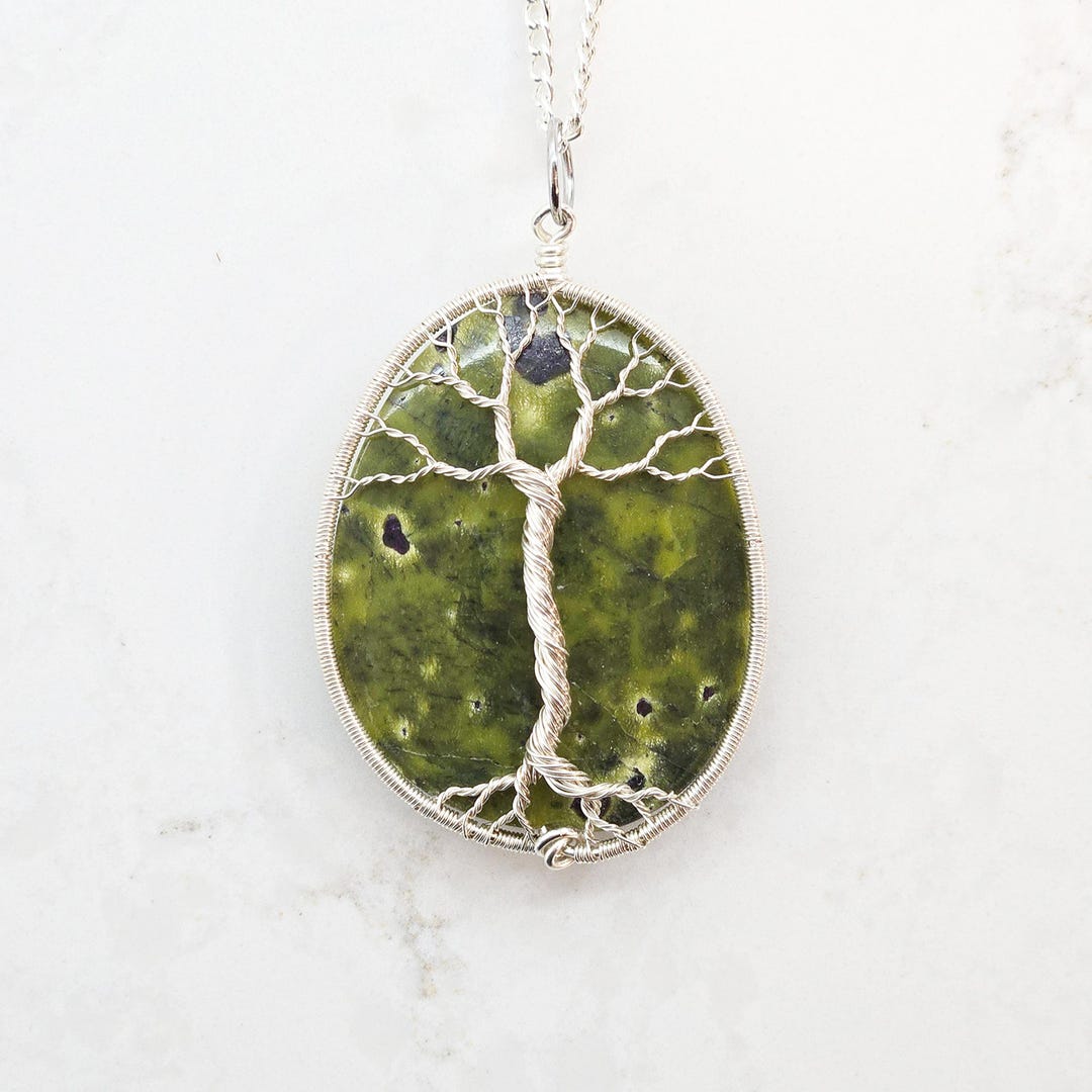 Stichtite & Serpentine Tree of Life Pendant - Etsy