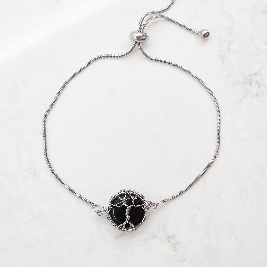 Onyx Tree of Life Adjustable Bracelet - Etsy