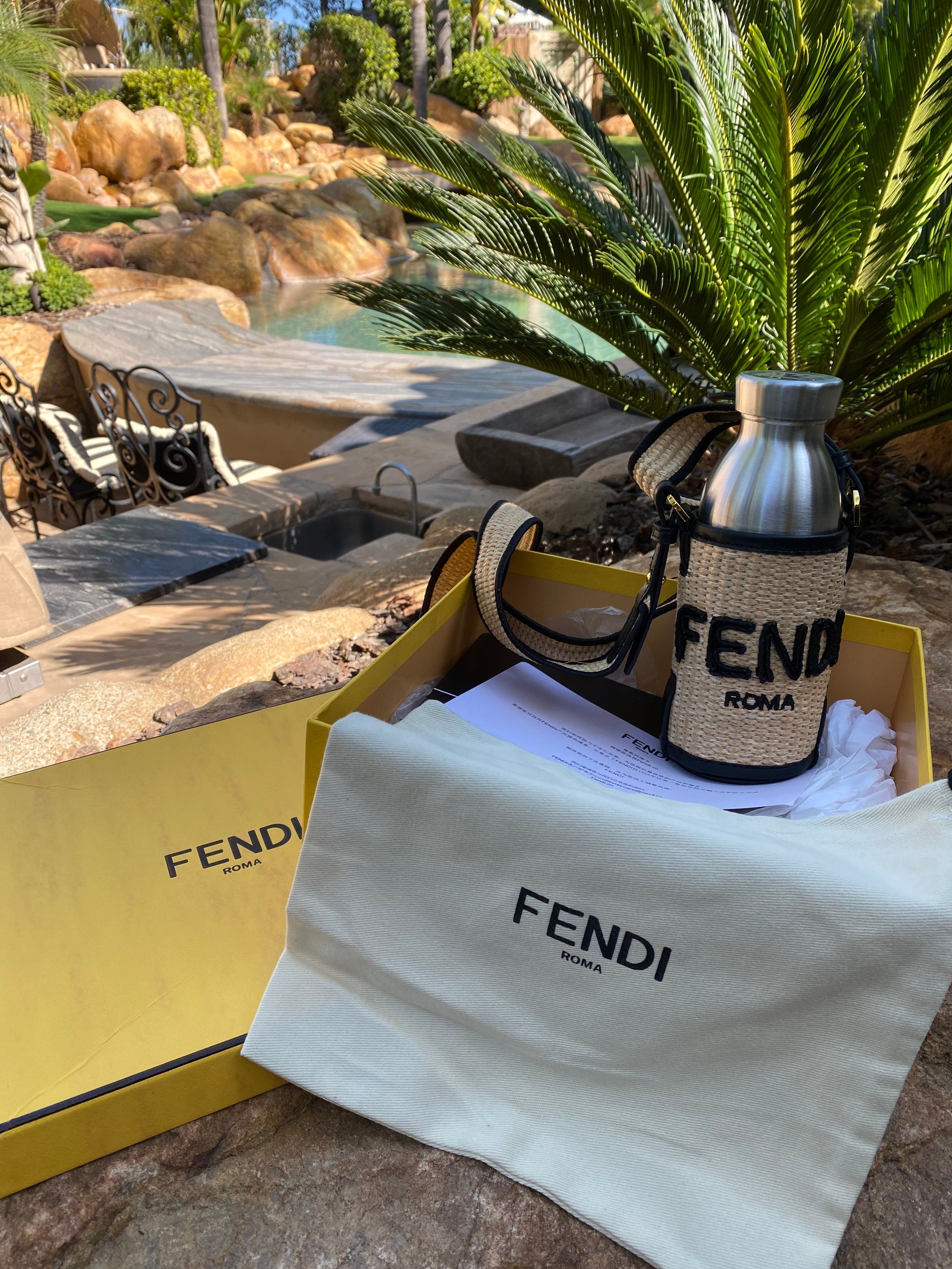 VIP FENDI Raffia Canteen Drink Holder With Strap - Etsy