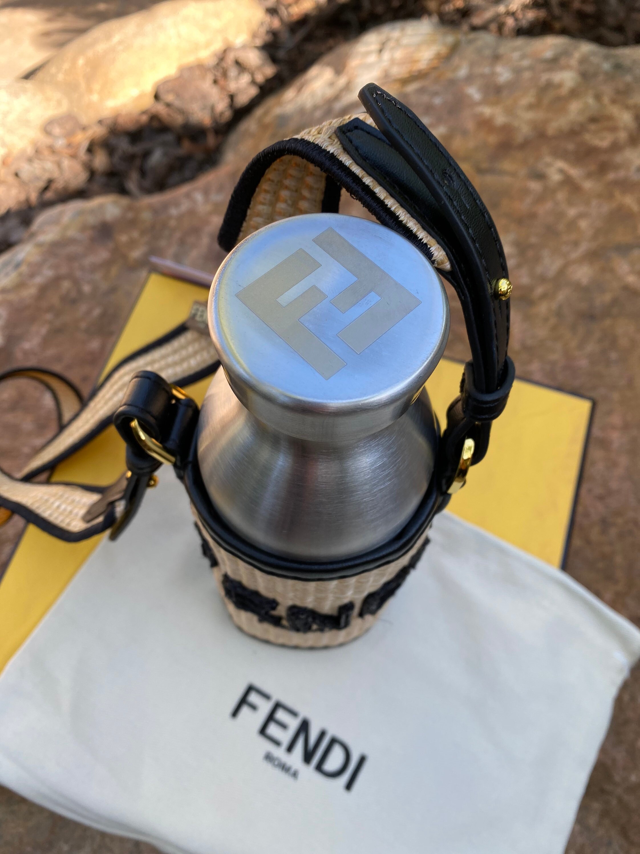 VIP FENDI Raffia Canteen Drink Holder With Strap - Etsy