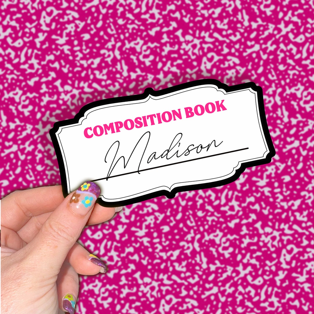 Custom Composition Sticker - You Choose Color and Personalized Name ...