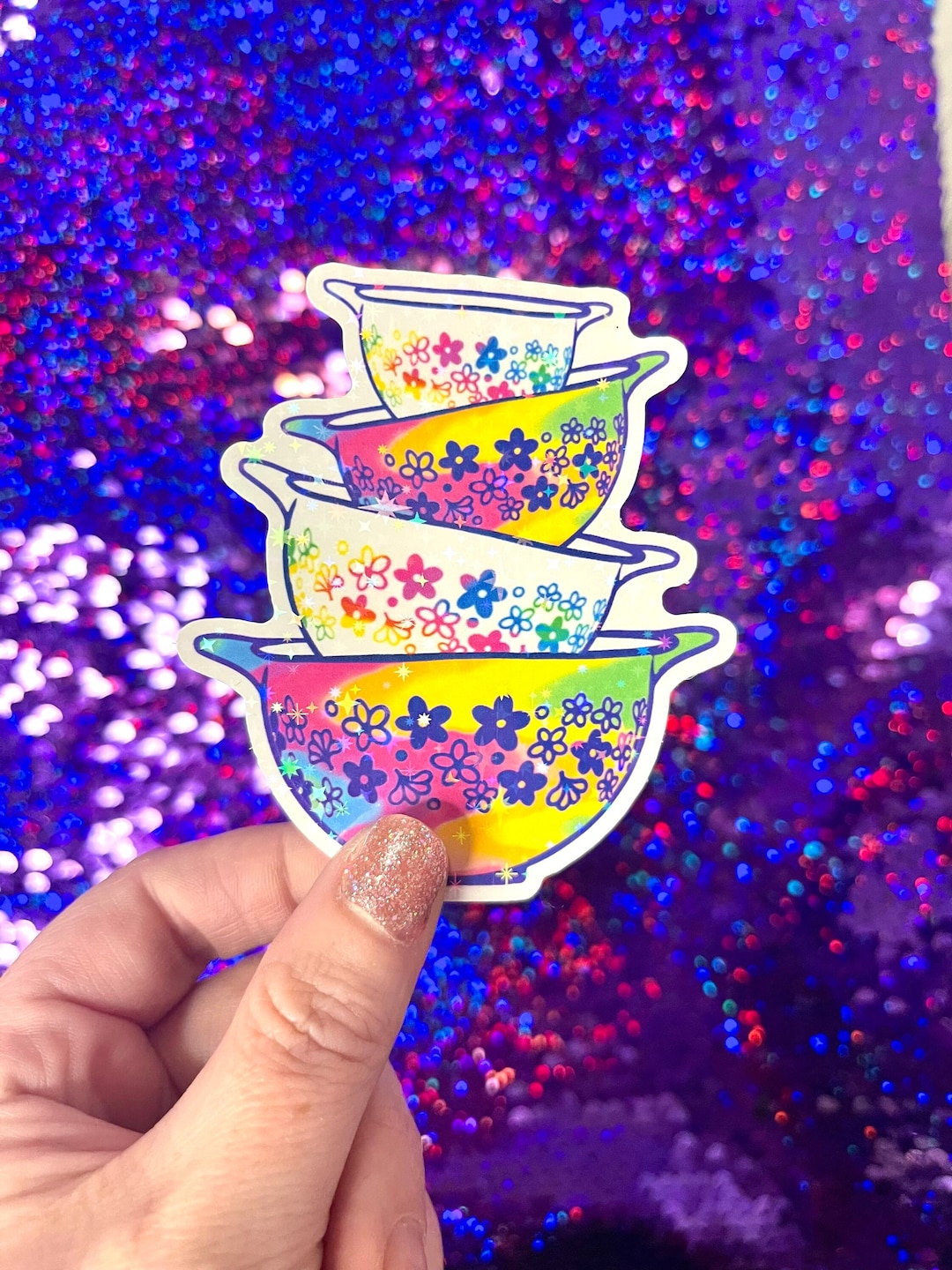 Rainbow Tie Dye Pyrex Bowl Decal and Pastel Purple PYREX Stickers ...