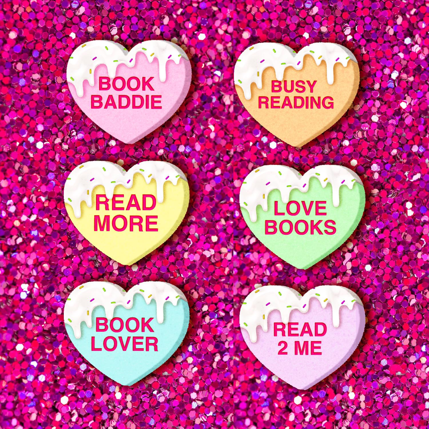 Reading Conversation Hearts Sticker Pack Glitter Finish -includes 6 ...