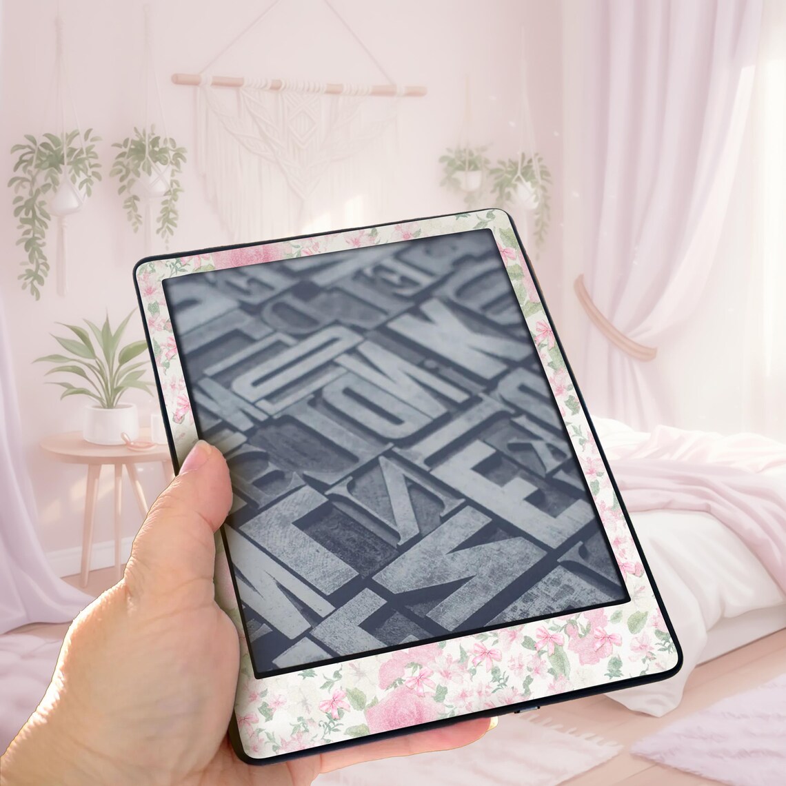 Coquette Girly Pink Bows and Roses Glitter Skin for E-reader - for ...