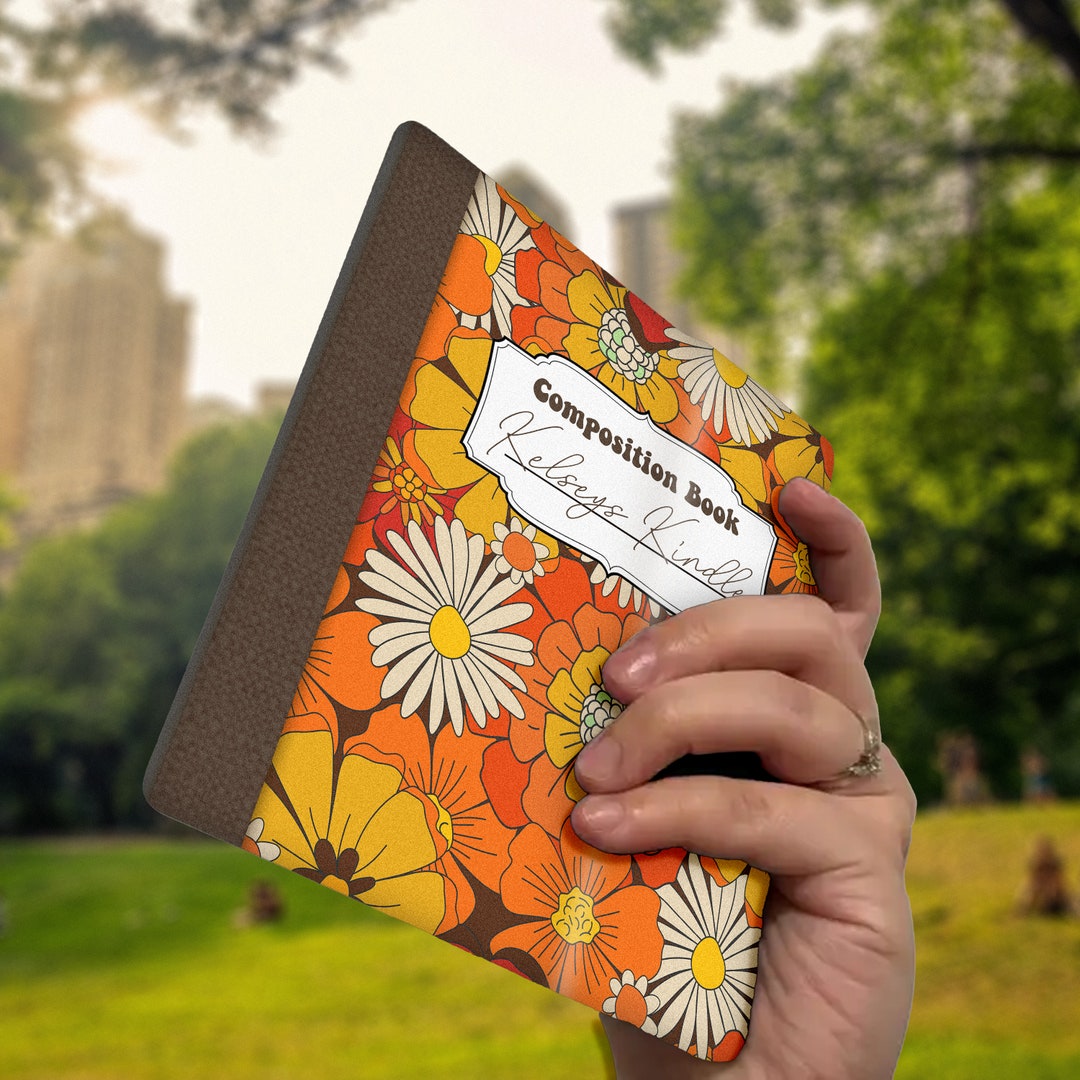 Personalized 70's Orange Composition Book Glitter Skin - for Kindle ...