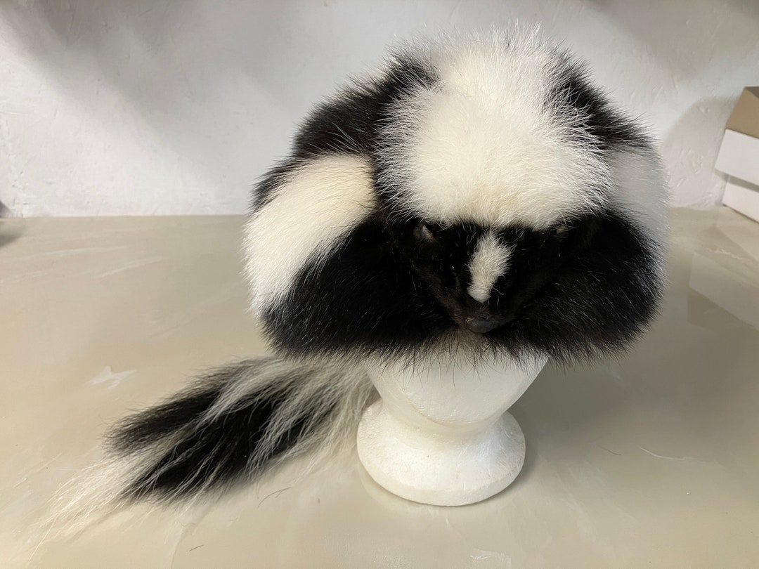 Handmade Skunk Hat With Face Extra Wide White Stripes - Etsy