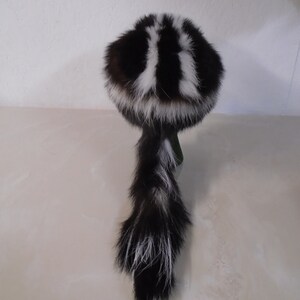 Handmade Skunk Fur Hat With Face - Daniel Boone, Davy Crockett Style ...