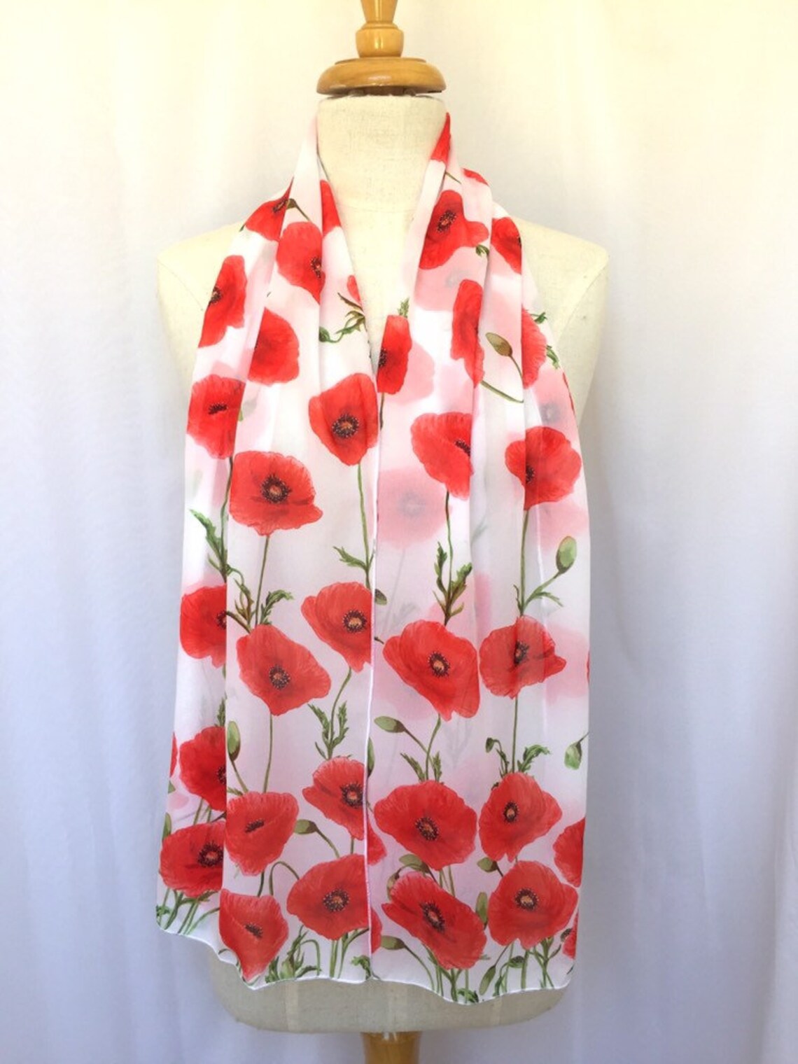Scarf Red Poppy Flowers, Poppies Scarf, Made in Western Australia ...