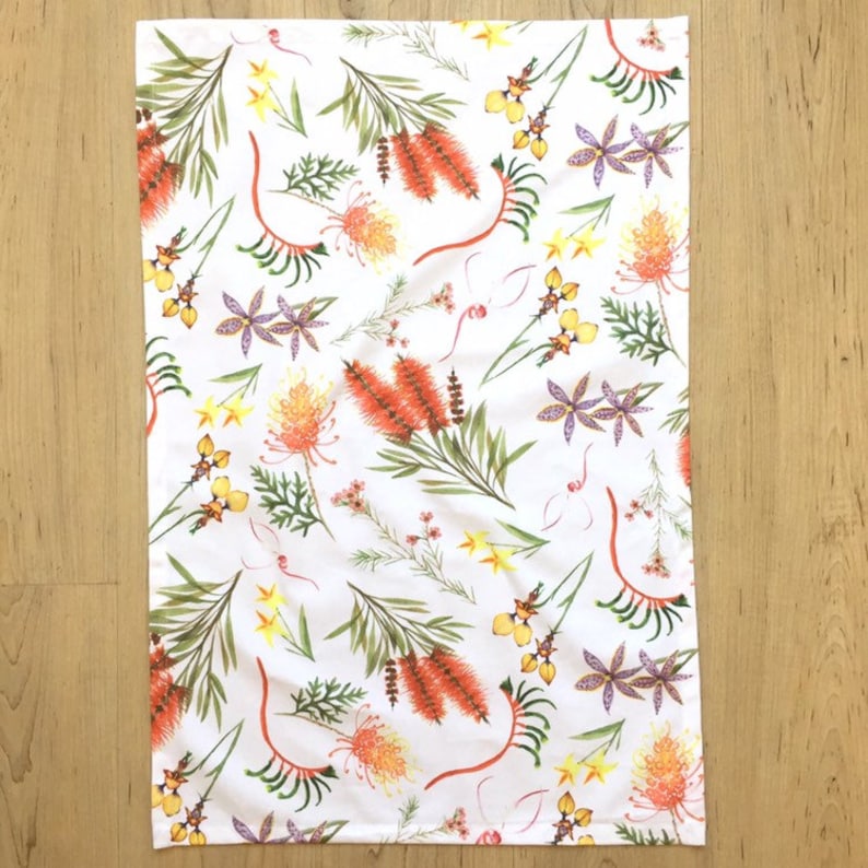 Tea Towel Australian Native Flora Teatowel Dish Cloth 100% | Etsy