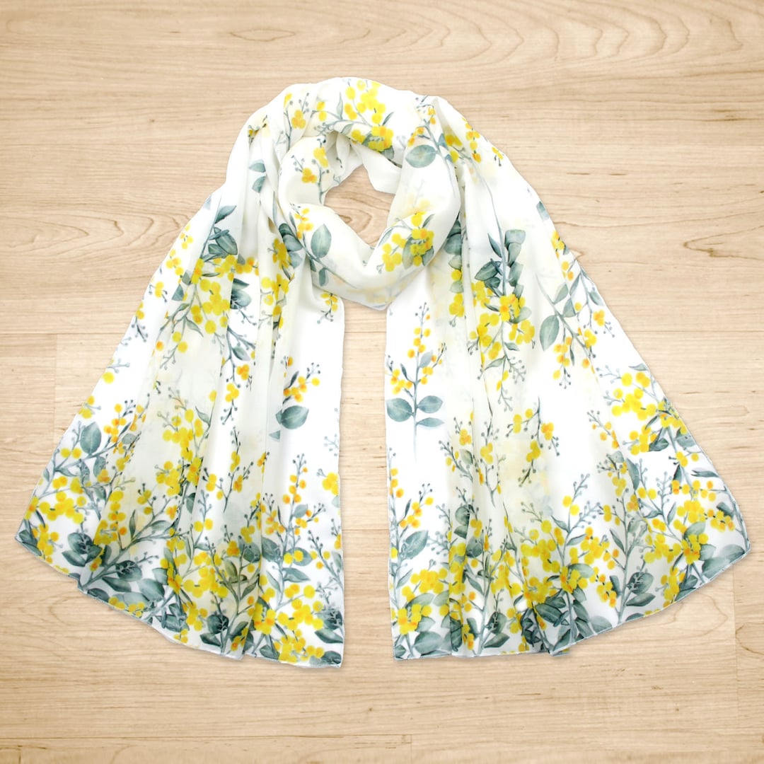 Australian Queensland Silver Wattle Scarf | Chiffon Scarf | Native ...
