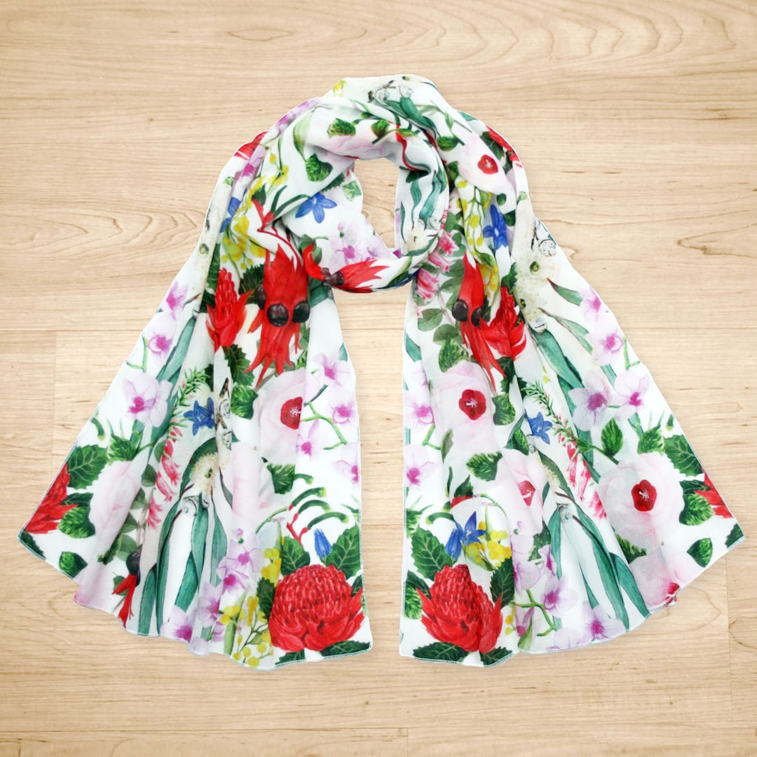 Australian Floral Emblems Chiffon Scarf Australian Gift Womens Scarf ...