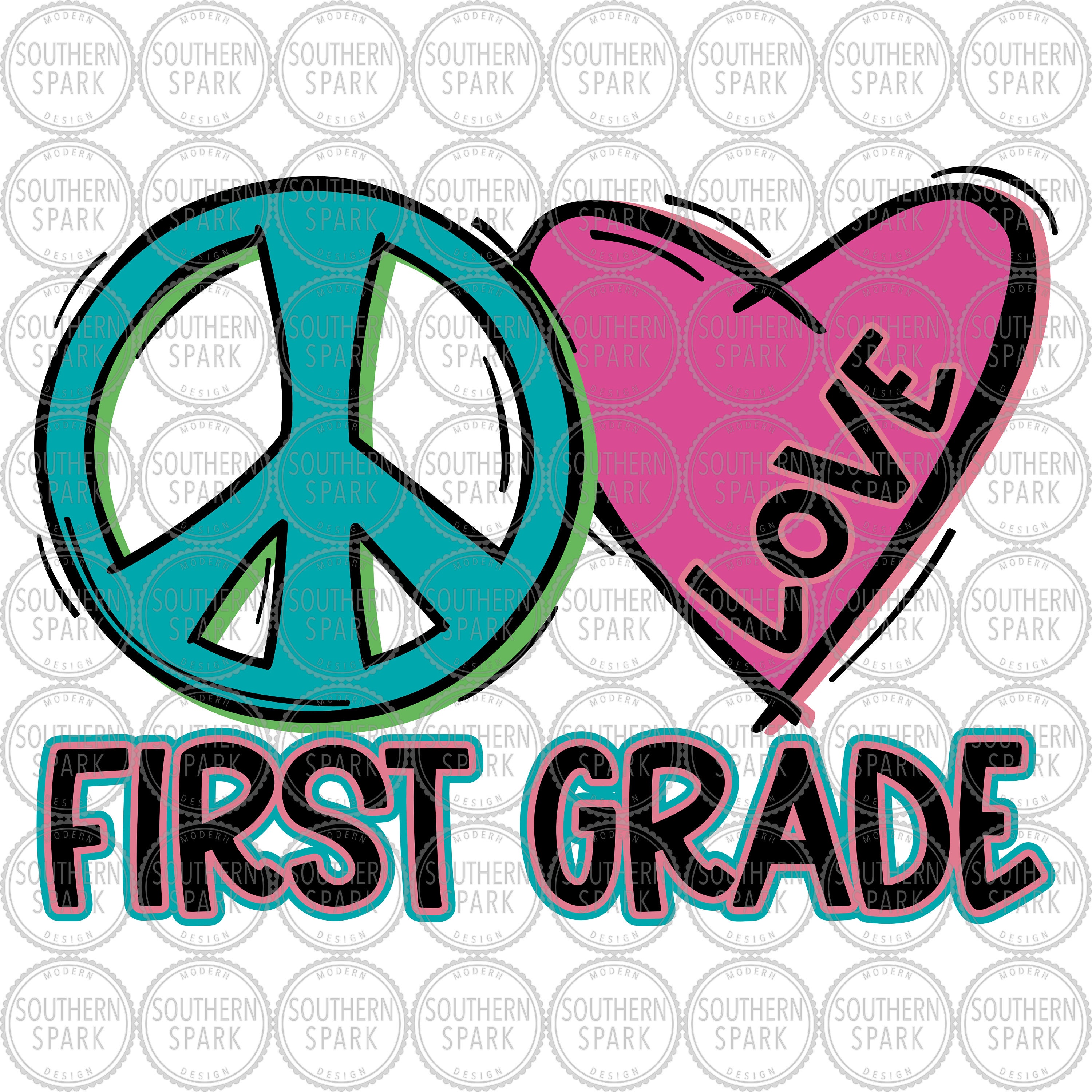 Peace Love First Grade SVG / First Grade SVG / Back to School - Etsy