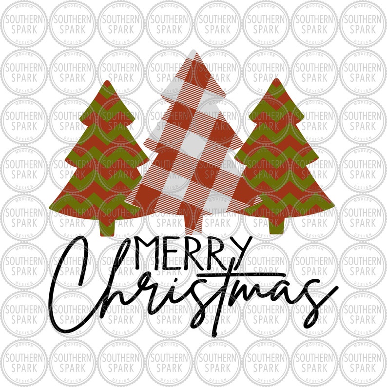 Merry Christmas / Three Christmas Trees SVG / Buffalo Plaid SVG ...