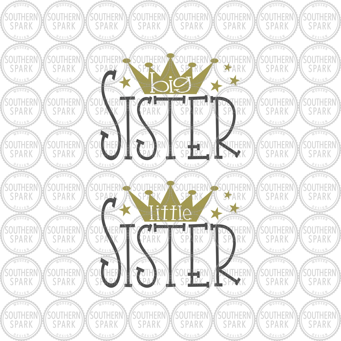Bundle / Big Sister Little Sister With Crown / Sisters / | Etsy