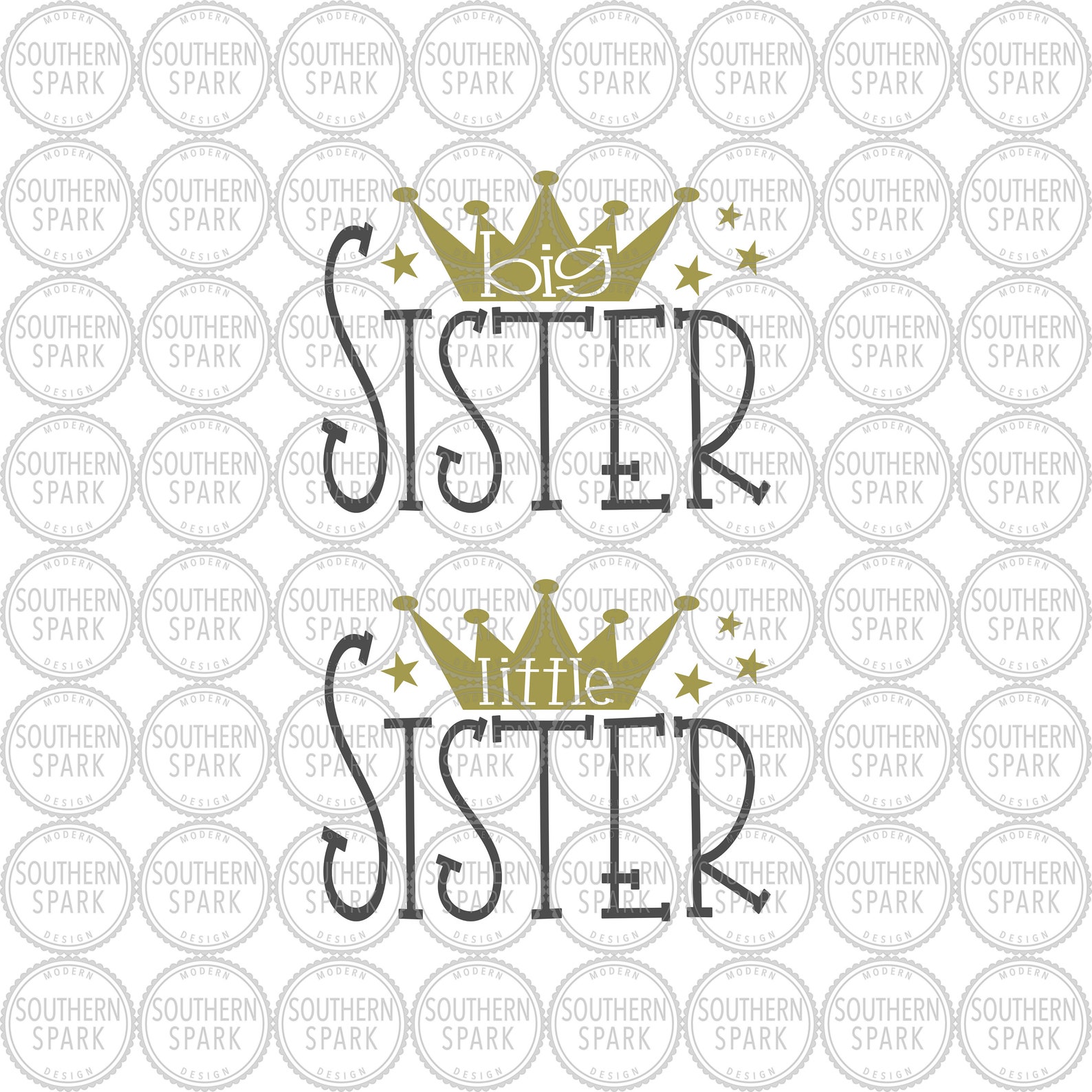 Bundle / Big Sister Little Sister With Crown / Sisters / | Etsy