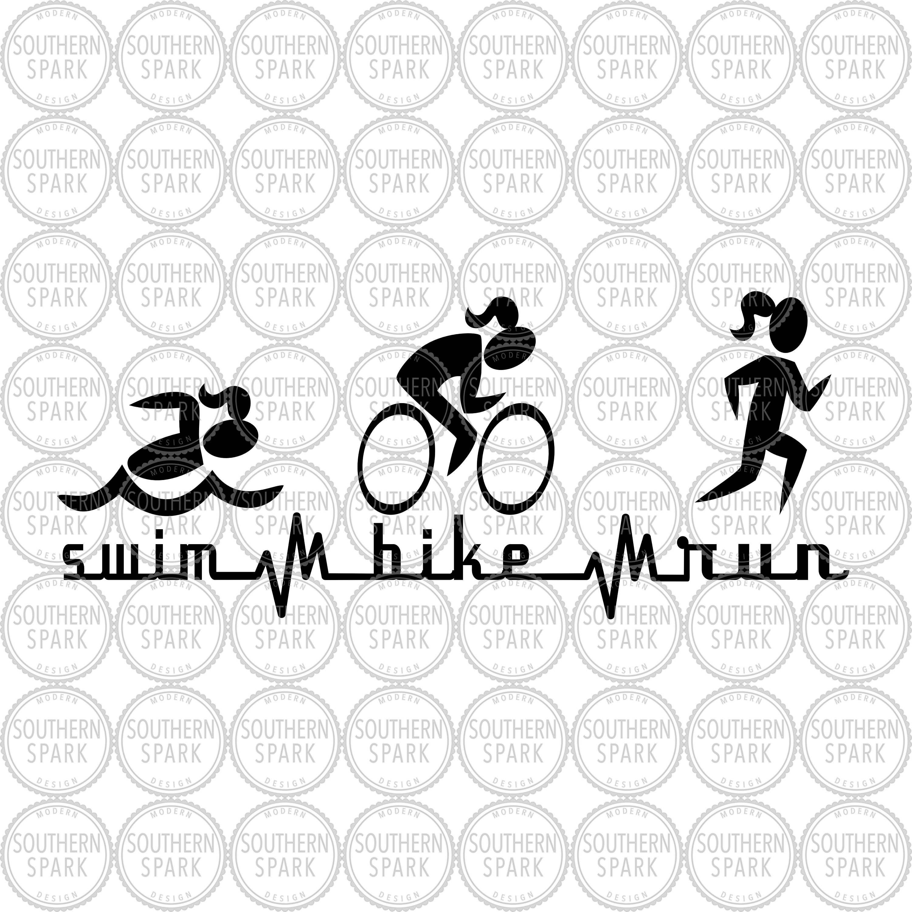 Swim Bike Run Girl Figure Triathlon svg png eps pdf jpg dxf | Etsy