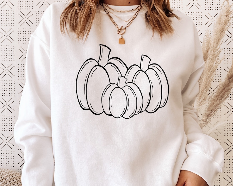 3 Pumpkins Outline SVG / Pumpkin Outline SVG / Fall SVG / - Etsy