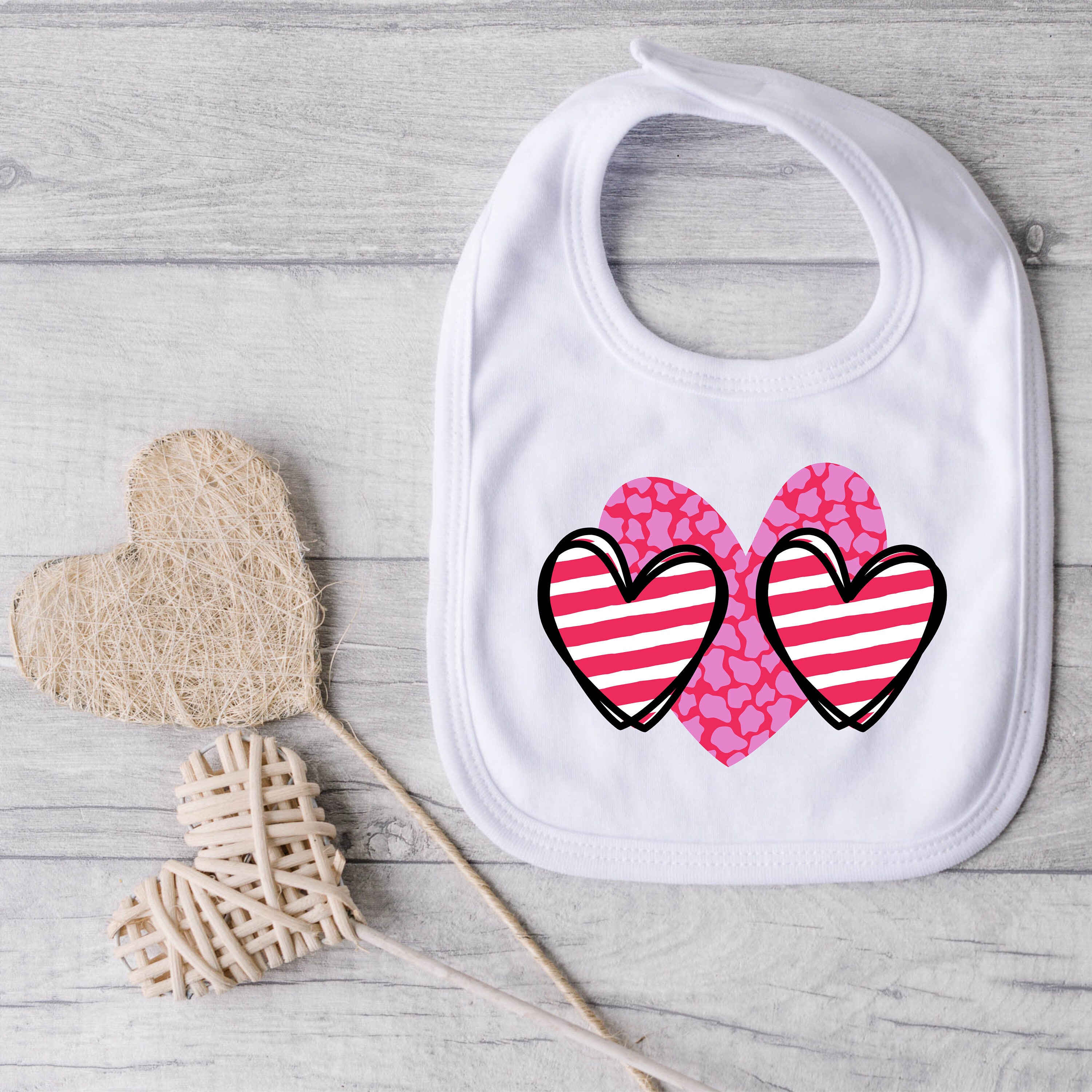 Valentine's Day SVG Three Hearts Valentine SVG Pink Stripes Cow Prink ...