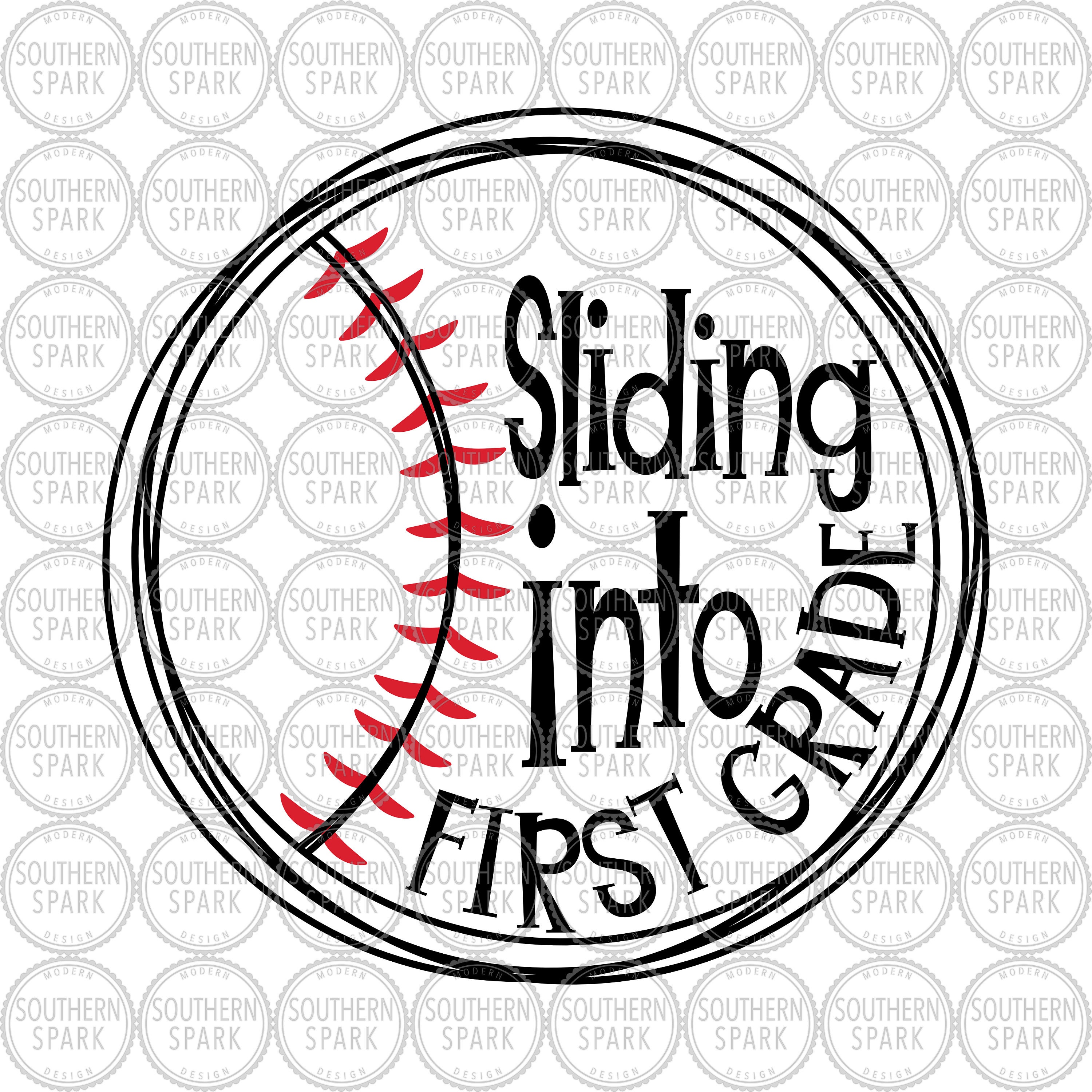 Back to School / Sliding Into First Grade / Baseball / First - Etsy