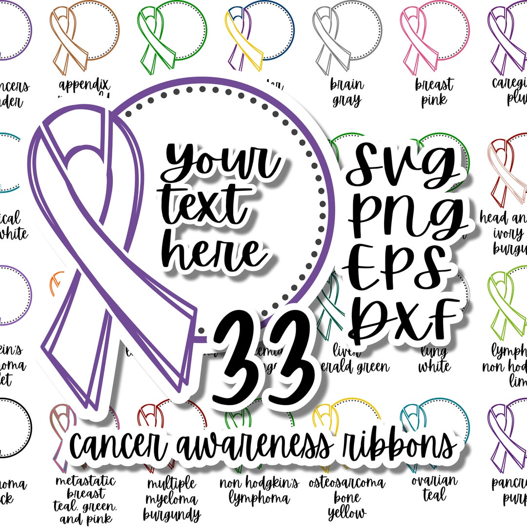 Bundle Cancer Awareness Ribbons and Text Circle SVG PNG / Cancer SVG ...