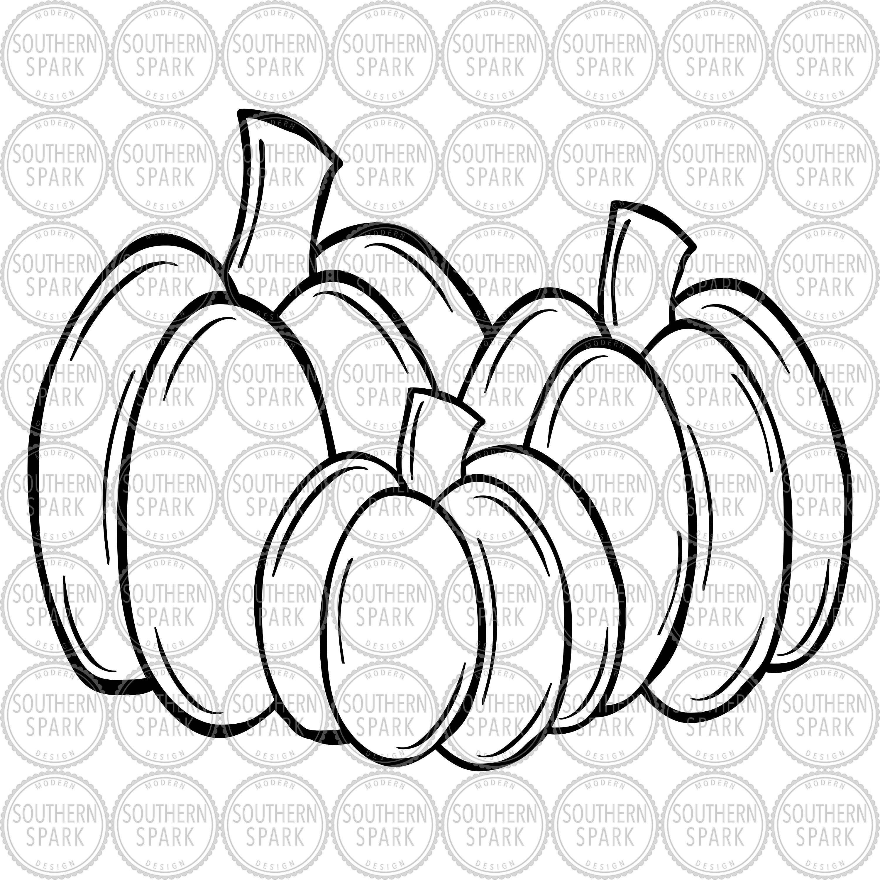 3 Pumpkins Outline SVG / Pumpkin Outline SVG / Fall SVG / - Etsy