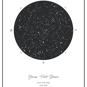 Custom Star Map, Star Map Printable Poster, Sky Map, Sky Coordinates ...