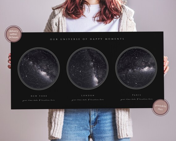 Personalised Star Maps Multiple Star Map Printable Poster - Etsy