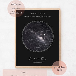 STAR MAP Printable Poster, Personalised Star Map, Constellation Print ...