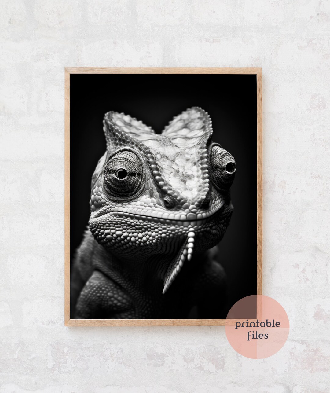 Chameleon Printable Poster, Digital Download, Chameleon Black and White ...