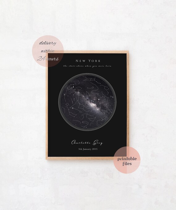 STAR MAP Printable Poster Personalised Star Map - Etsy
