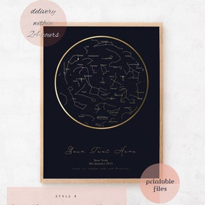 Star Map Personalised Print, High Resolution Printable File, Made to ...