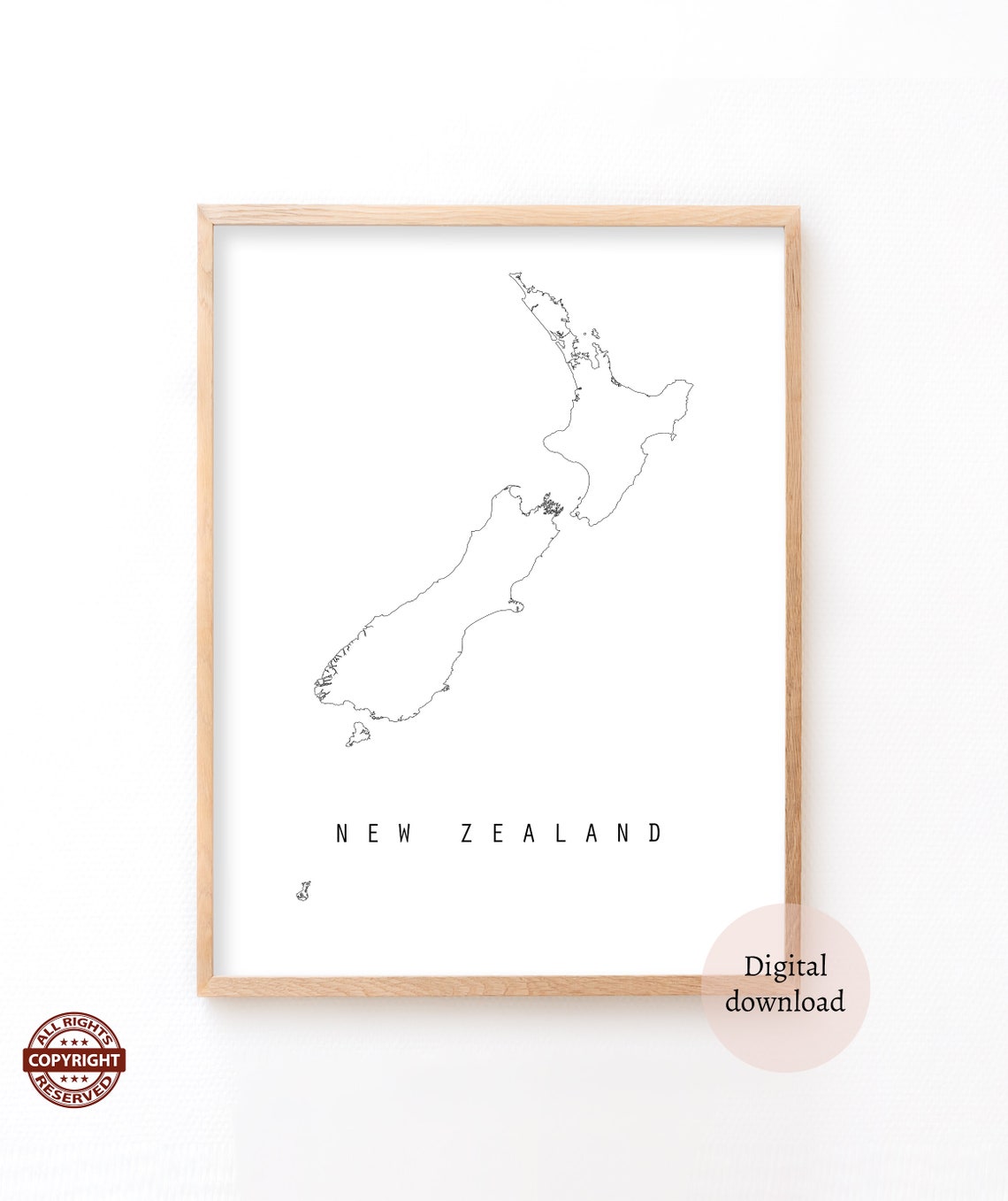New Zealand New Zealand Minimal Map Printable Files - Etsy