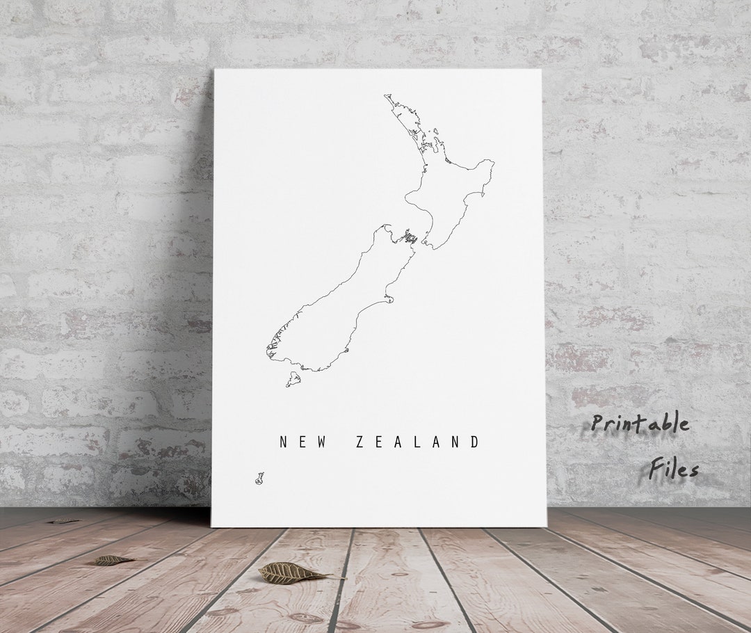 New Zealand, New Zealand, Minimal Map, Printable Files, Minimalistic ...